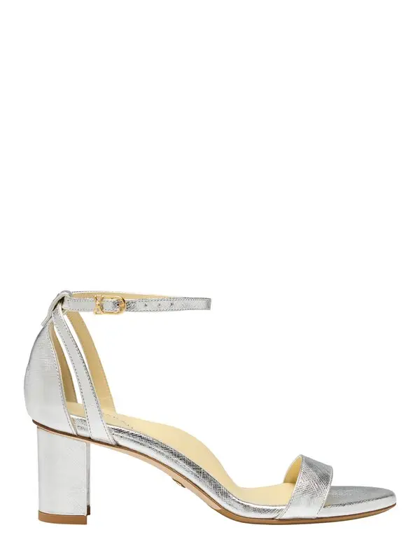 Sarah Flint Perfect Block Sandal 60 - Silver Textured Saffiano