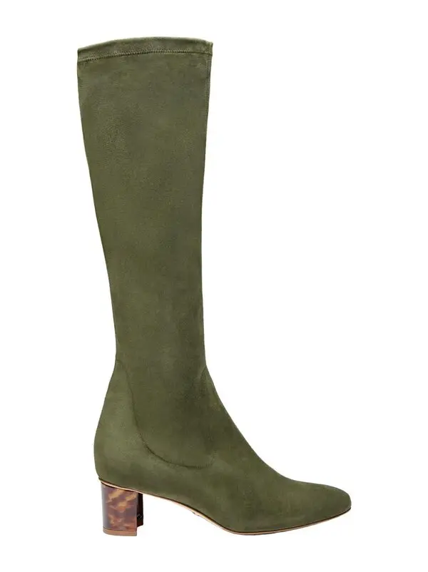 Sarah Flint Alexandra 50 Stretch Suede Boots - Olive Stretch Suede