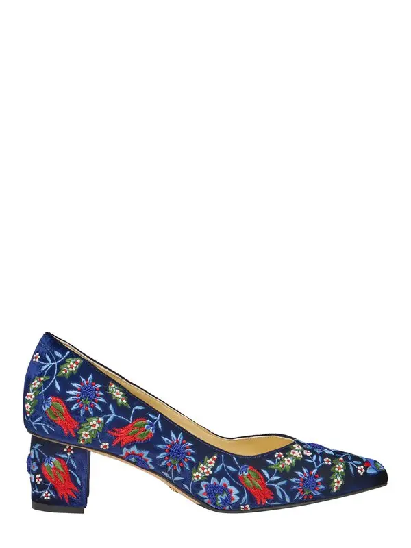 Sarah Flint Perfect Emma Saffiano Pump - Sapphire Floral Velvet