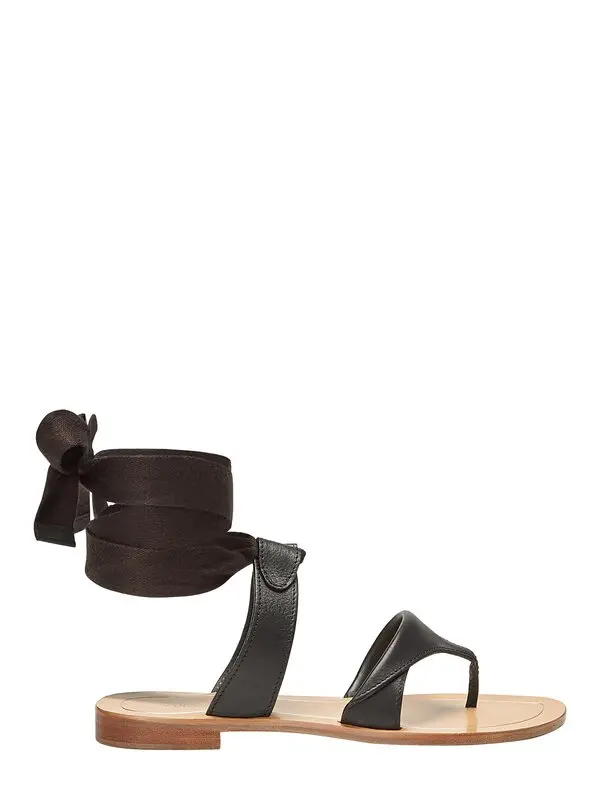 Sarah Flint Grear Flat Lace-up Sandal - Black Vachetta