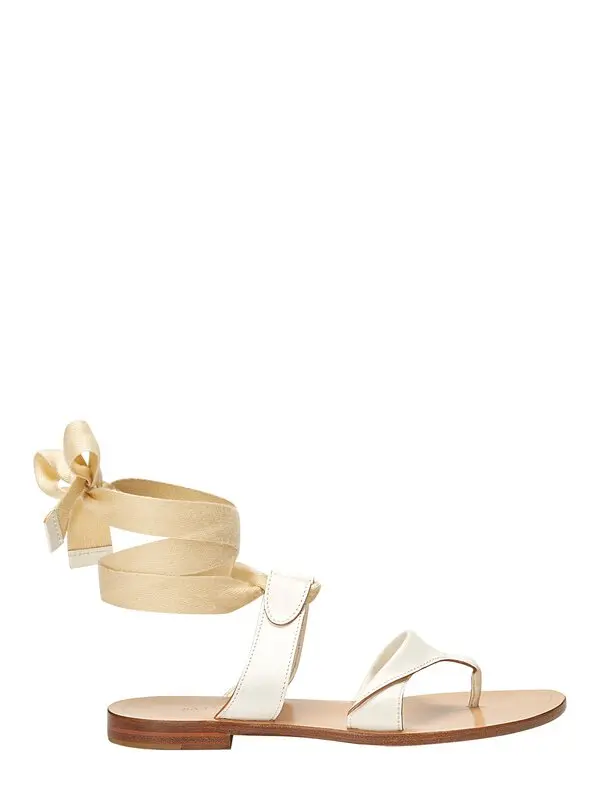 Sarah Flint Grear Flat Lace-up Sandal - White Vachetta