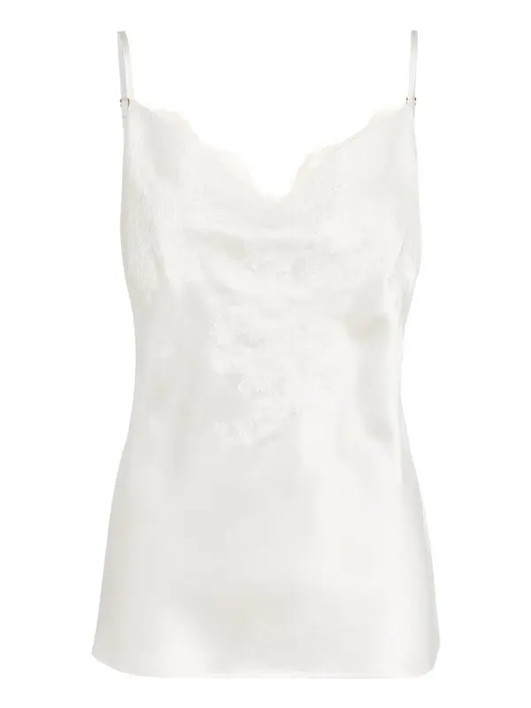 MARJOLAINE Silk Lace-trim Baccarat Camisole - Ivory