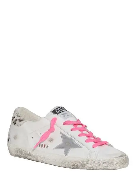 GOLDEN GOOSE Super-star Calf Hair Low-top Sneakers - White/silver/white Black Leo