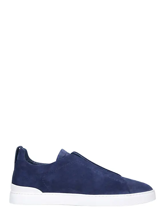 Zegna Triple Stitch Low-top Suede Trainers - Blue