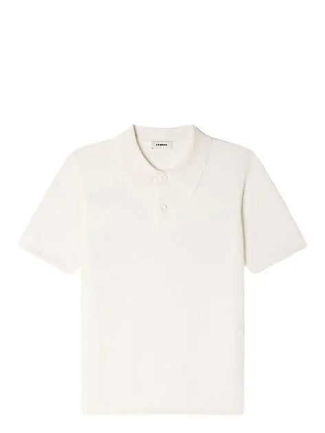 Sandro Slightly-shiny Stretch-woven Polo-shirt - White