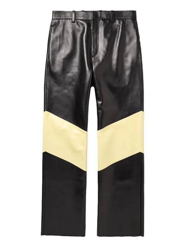 JIL SANDER Straight-leg Panelled Leather Trousers - Black