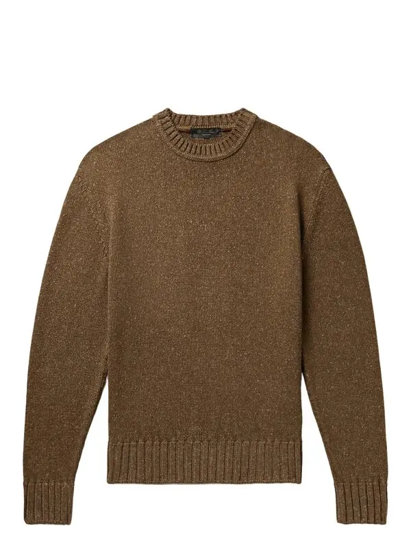 Loro Piana Shorwell Silk, Cashmere, And Linen-blend Sweater - Brown