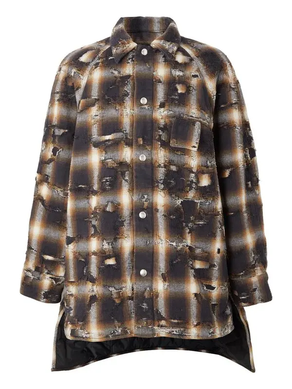 Givenchy Distressed Checked Quilted Cotton-flannel Shirt Jacket - Brown