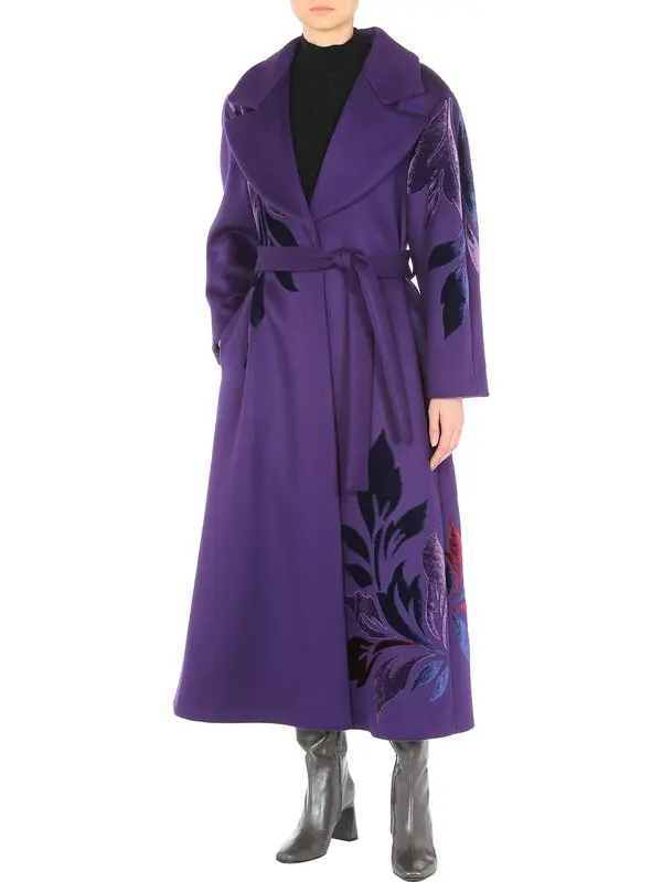 Alberta Ferretti Double-felt Belted Coat - Purple