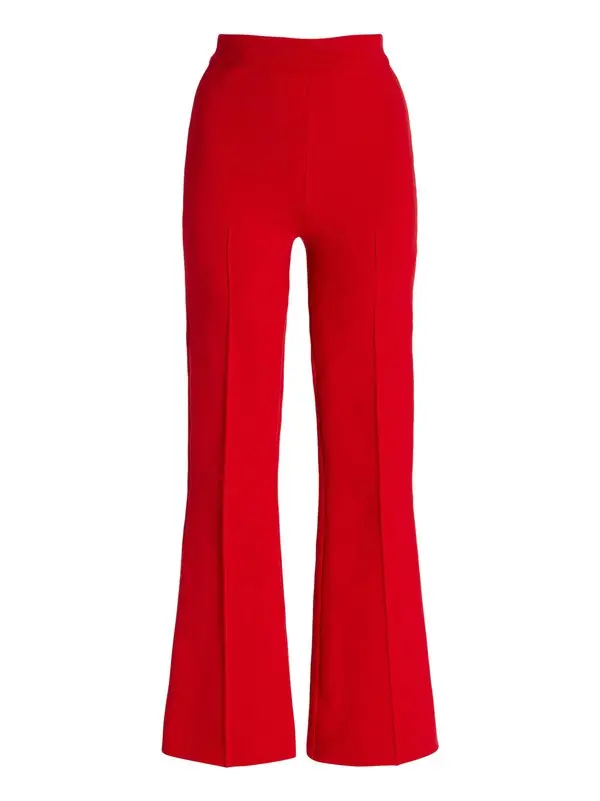 HIGH SPORT Kick Stretch-cotton Knit Cropped Flare Pants - Red