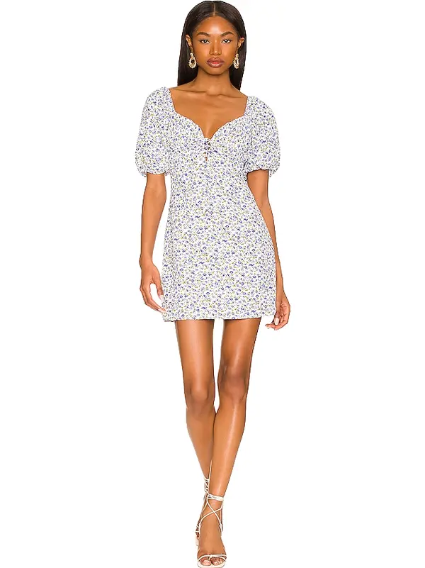 MORE TO COME Sherrie Puff Sleeve Dress - Blue Floral