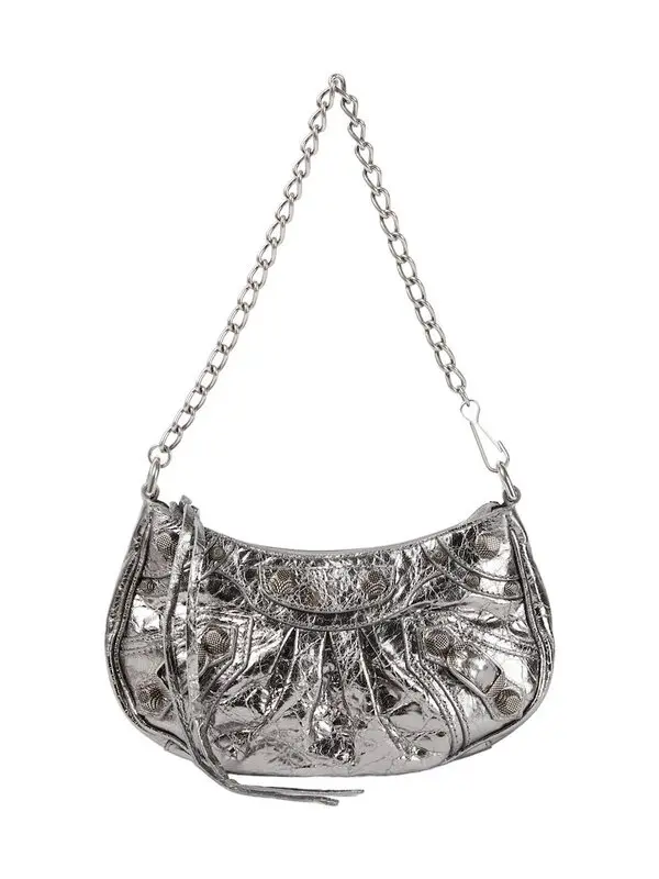 Balenciaga Le Cagole Mini Leather Shoulder Bag - Silver