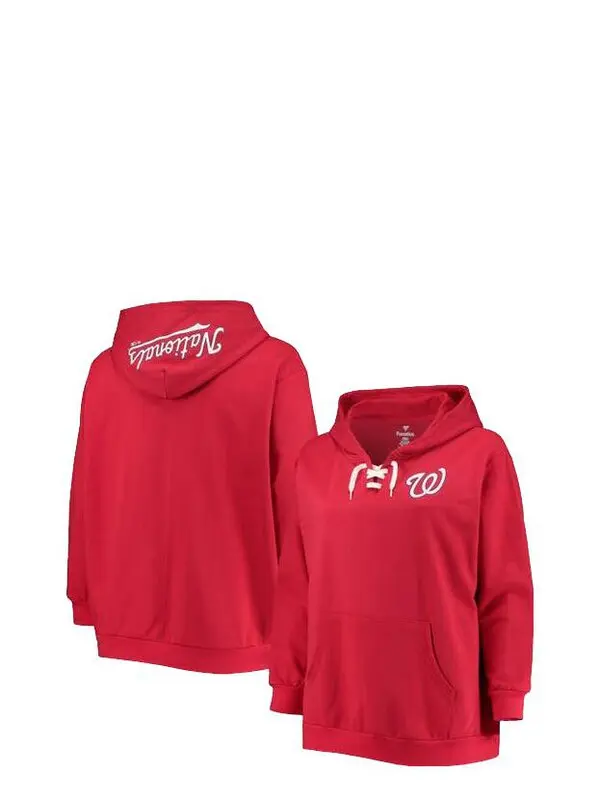 Profile Washington Nationals Lace-up V-neck Hoodie - Red