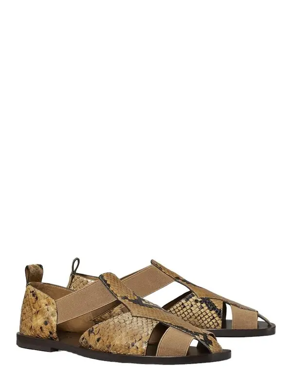 Tory Burch Croc-embossed Leather Fisherman Sandal - Brown Roccia