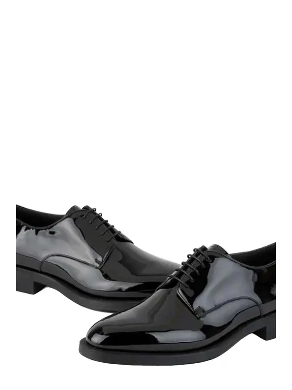 Giorgio Armani Patent Leather Derby Shoes - Black