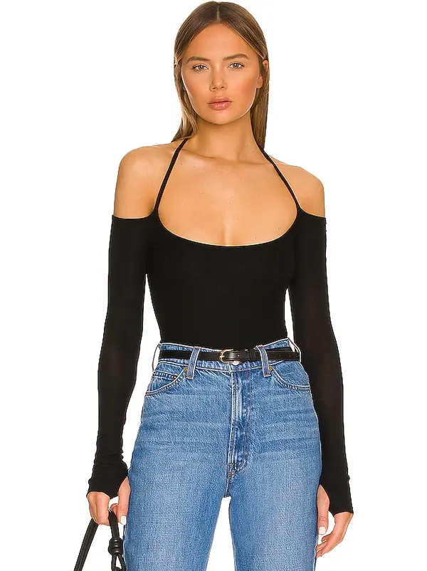 Michael Lauren Halter Neck Top - Black