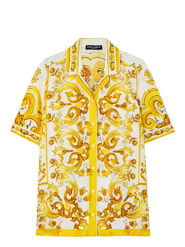 Dolce & Gabbana Maiolica Floral-print Shirt - Yellow