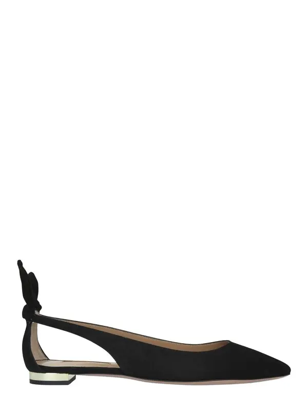 AQUAZZURA Suede Bow Tie Ballerinas - Black