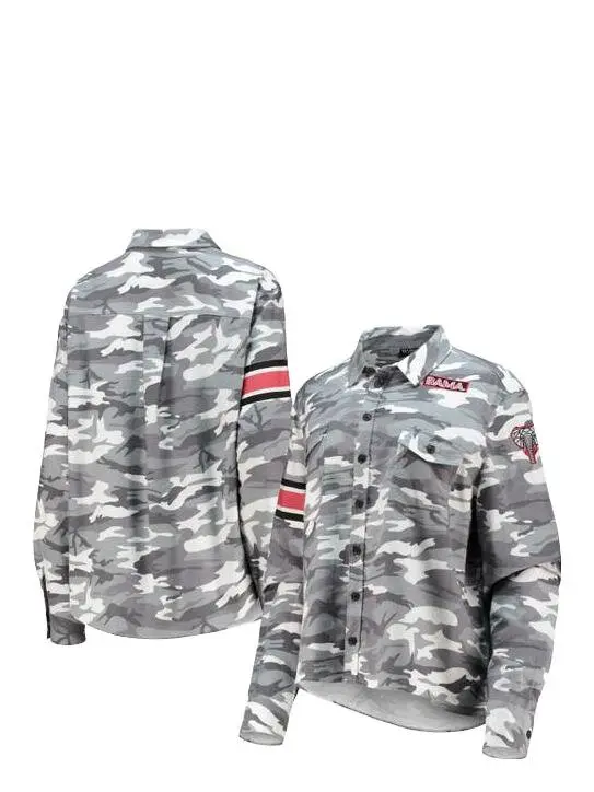 THE WILD COLLECTIVE Alabama Crimson Tide Camo Flannel Shirt - Gray
