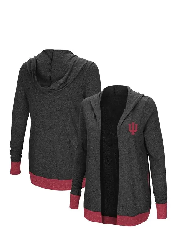 COLOSSEUM Indiana Hoosiers Steeplechase Open Hooded Tri-blend Cardigan - Charcoal