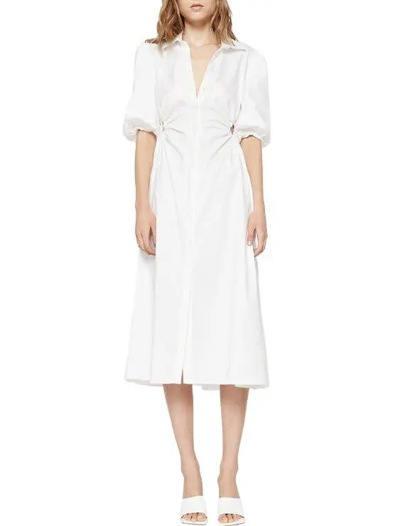 Bardot Cutout Midi Shirt Dress - Orchid White