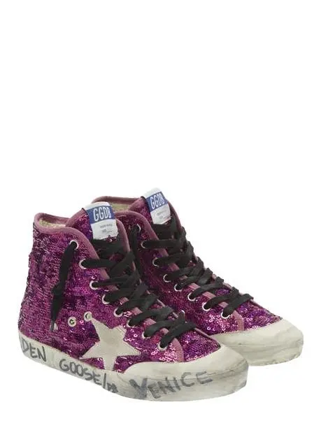 GOLDEN GOOSE Francy Penstar Sequin High-top Sneakers - Purple Paillettes