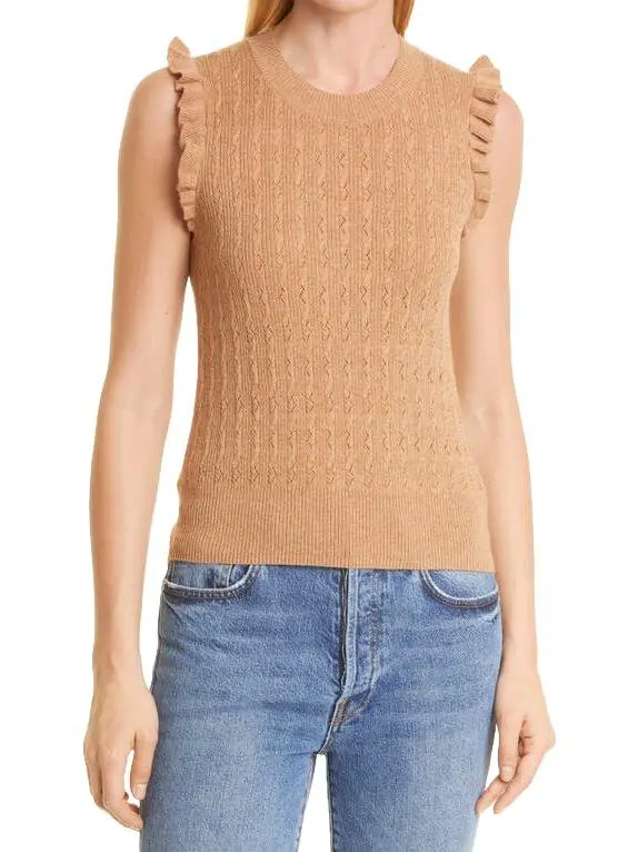 Paige Gardenia Ruffle Sweater Tank - Dkcamel