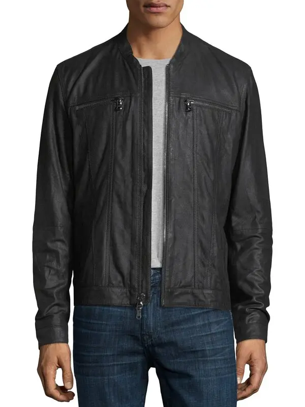 John Varvatos Lambskin Leather Jacket - Black (001)