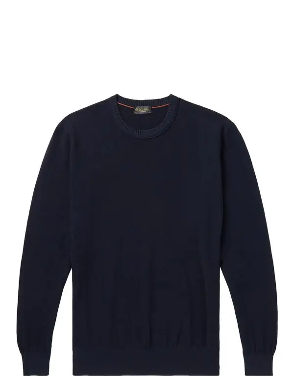 Loro Piana Slim-fit Cotton And Silk-blend Sweater - Blue
