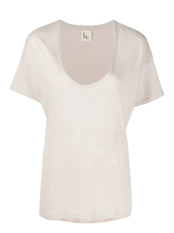 PAULA Deep V-neck T-shirt - Neutrals
