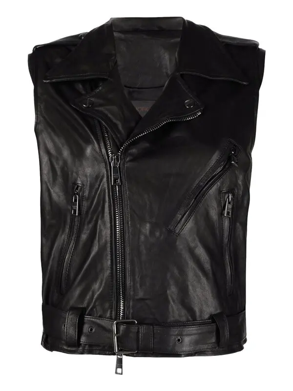 GIORGIO BRATO Leather Biker Jacket - Black