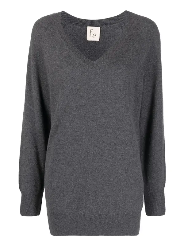 PAULA V-neck Knit Jumper - Grey