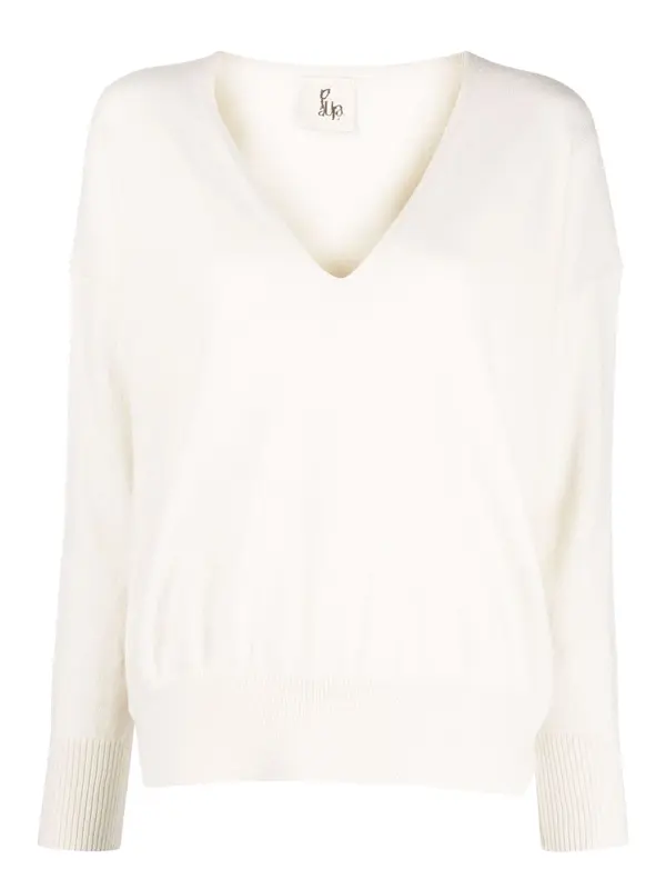 PAULA V-neck Cashmere Jumper - White