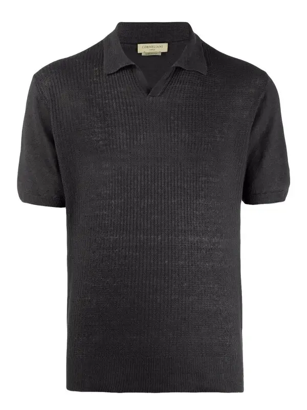 Corneliani Ribbed Polo Shirt - Grey