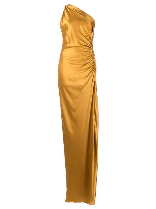 Michelle Mason Gathered Silk Gown - Gold