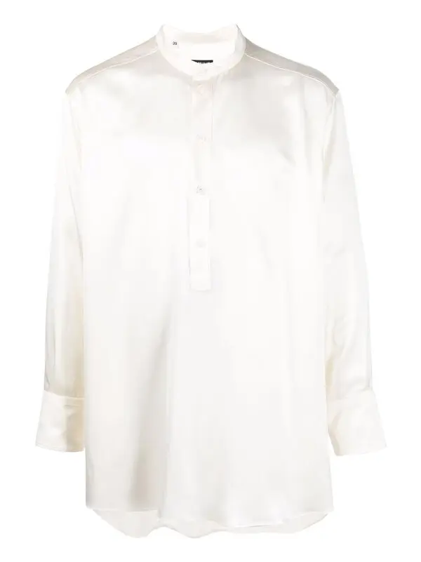 Dolce & Gabbana Long-sleeve Silk Longline Shirt - White