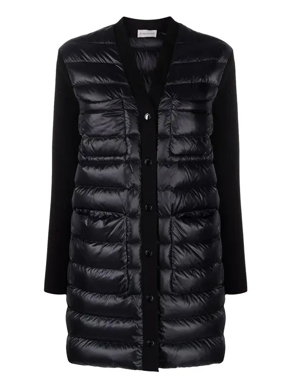 Moncler Padded V-neck Coat - Black