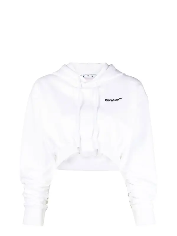 Off-White Helvetica Cropped Hoodie - White