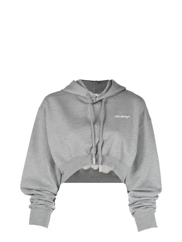 Off-White Cropped Hoodie - Grey