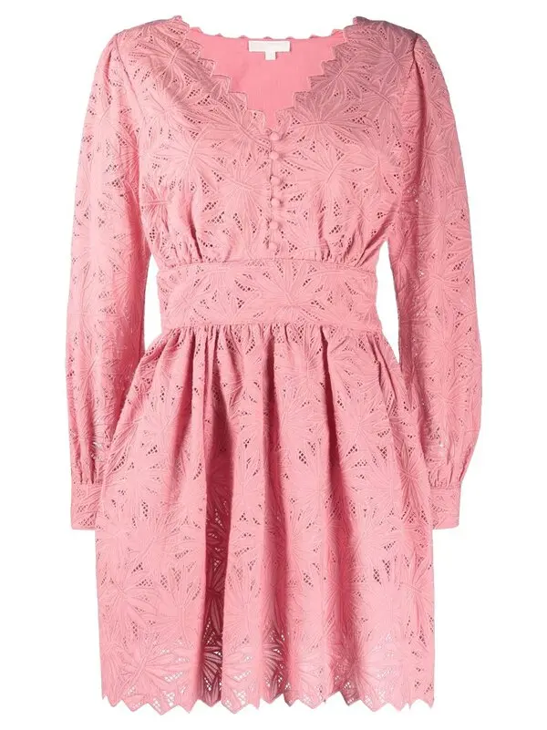 Michael Kors Scalloped-hem Embroidered Dress - Pink