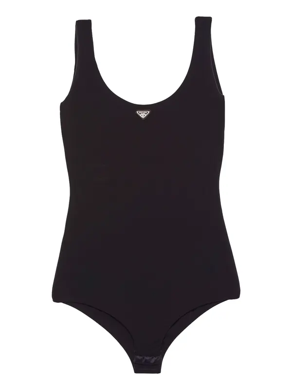 Prada Logo-plaque Bodysuit - Black