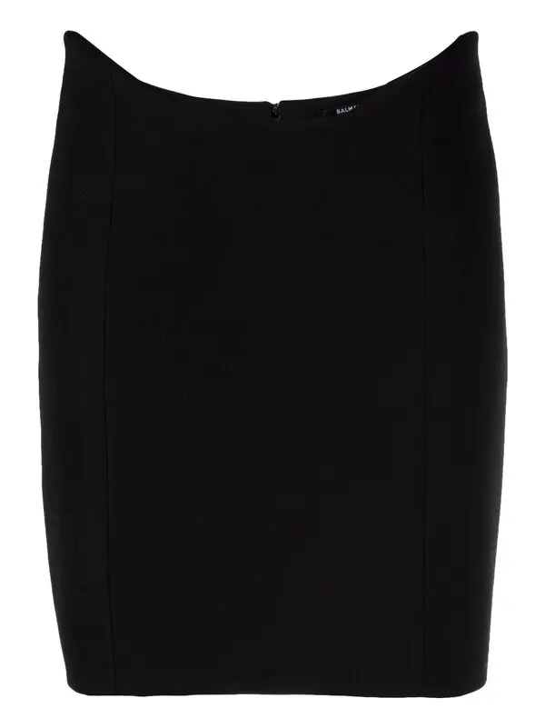 Balmain Curved Waist Fitted Skirt - Black