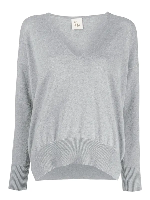 PAULA V-neck Cashmere Jumper - Grey