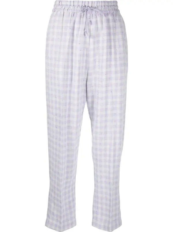 FORTE_FORTE Check-print Trousers - Purple