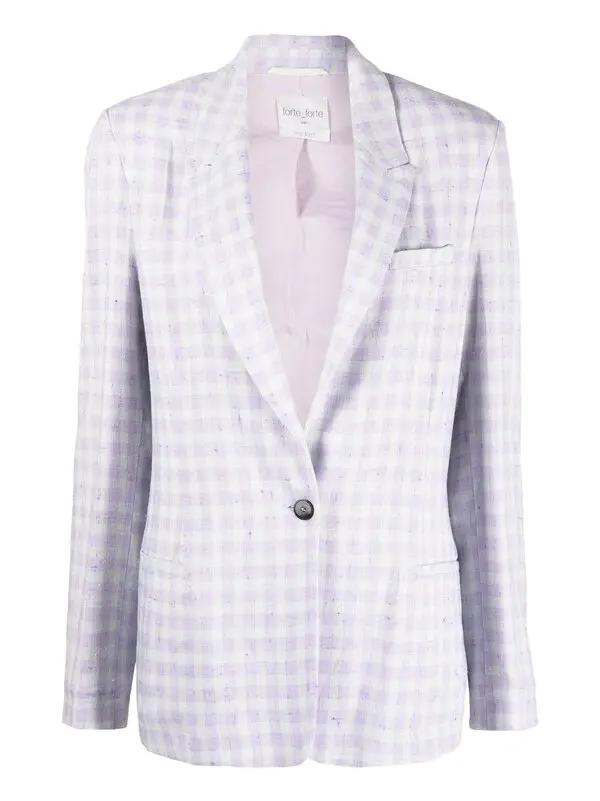 FORTE_FORTE Check-print Blazer - Purple