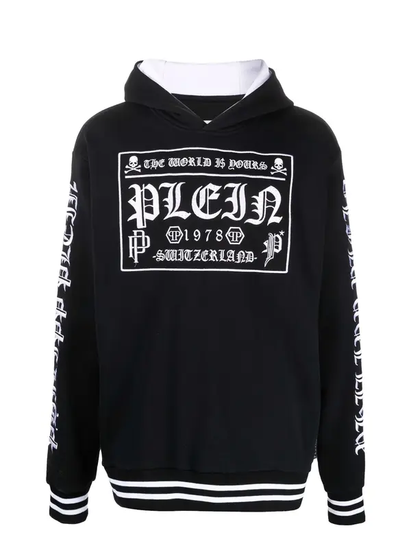 Philipp Plein Logo-print Pullover Hoodie - Black