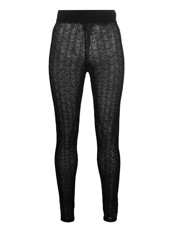 Philipp Plein Tulle Monogram Leggings - Black