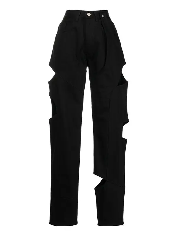HELIOT EMIL Asymmetric Cut-out Straight Leg Jeans - Black