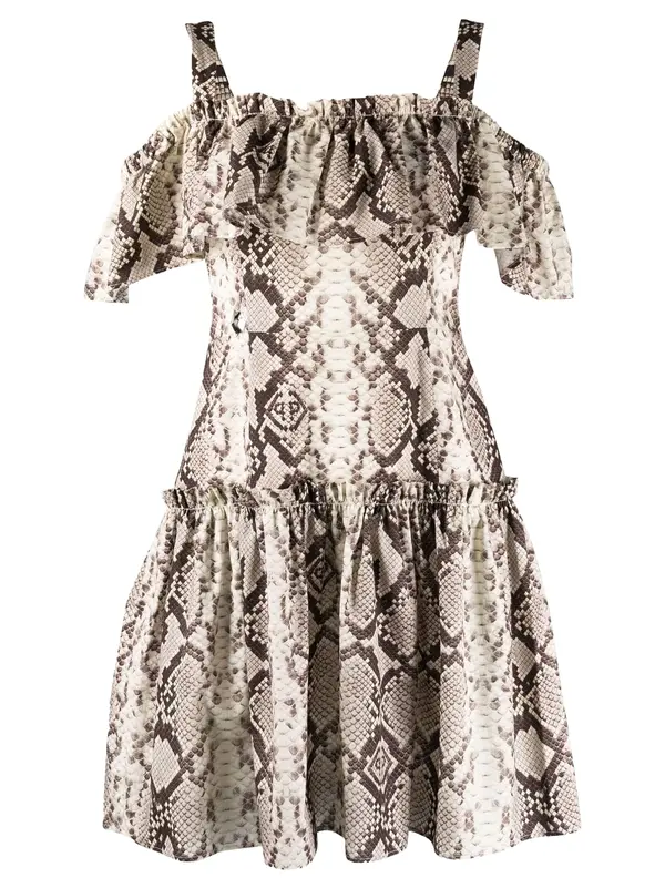 Philipp Plein Python Print Mini Dress - Neutrals
