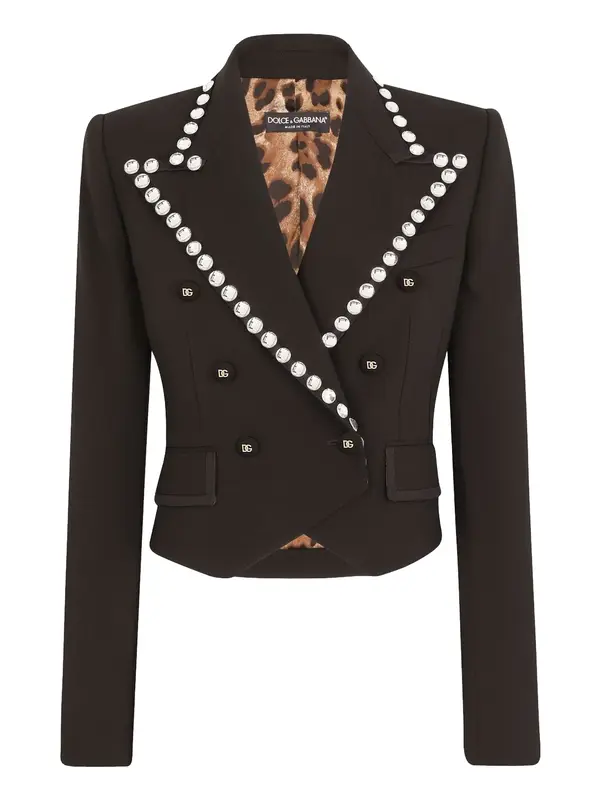 Dolce & Gabbana Spencer Crystal-embellished Wool Jacket - Black